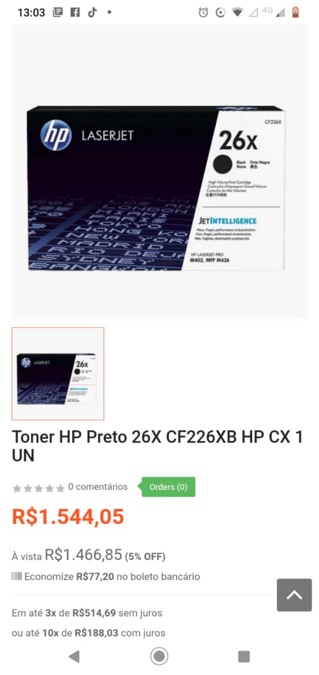 Toner hp preto 26x cf226xb hp em São Paulo, SP | Classificados - Solutudo